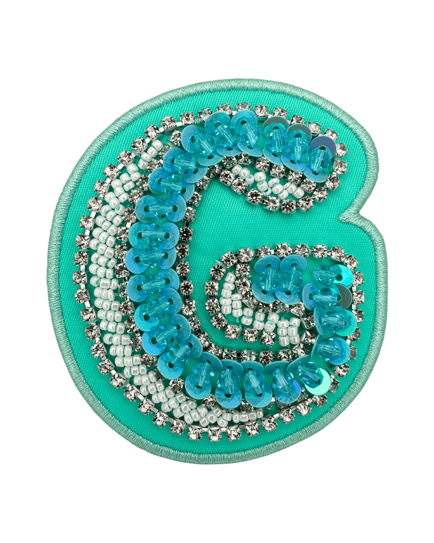 Lagoon Green Embellished Letter Patch | American Deadstock