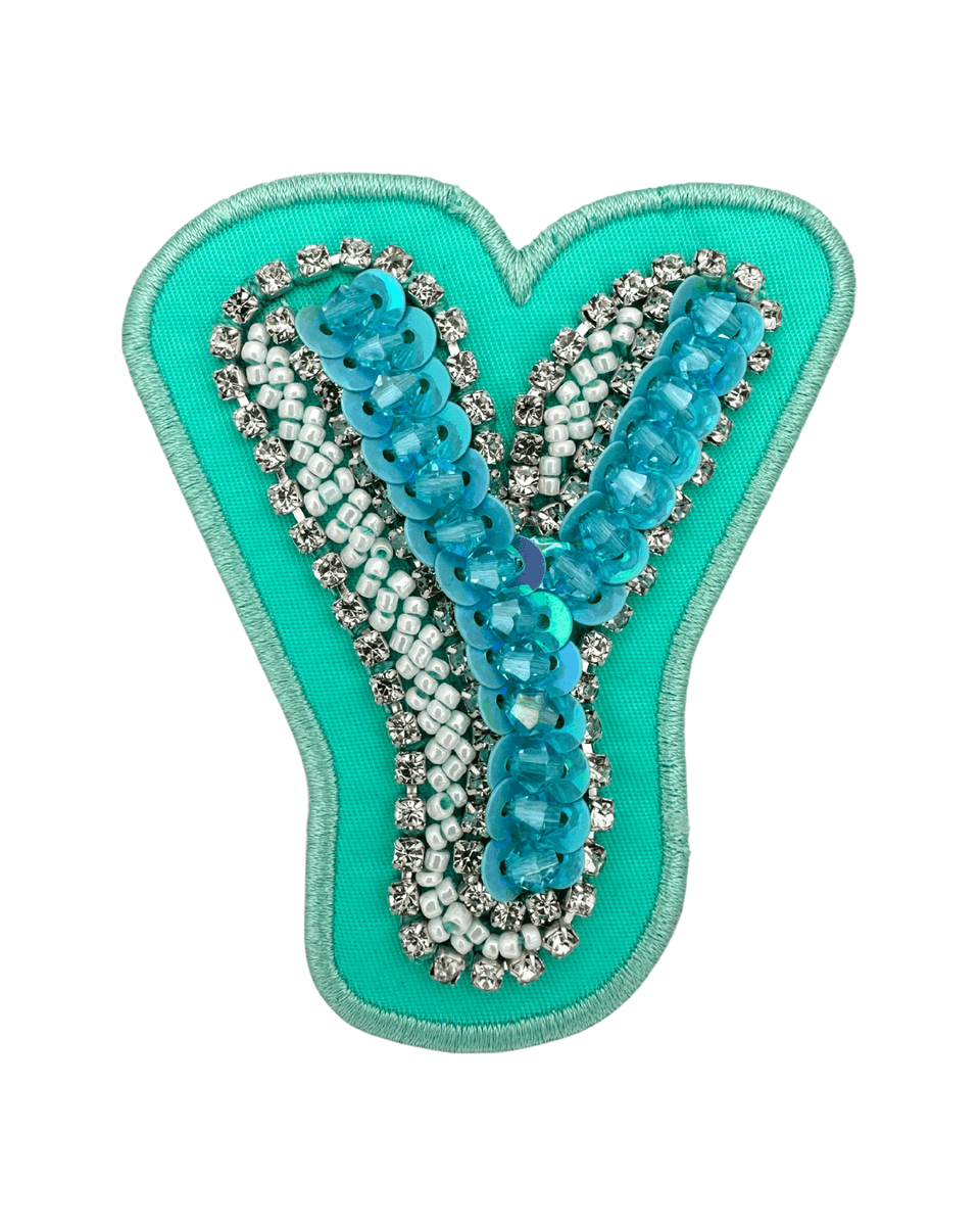 Lagoon Green Embellished Letter Patch | American Deadstock