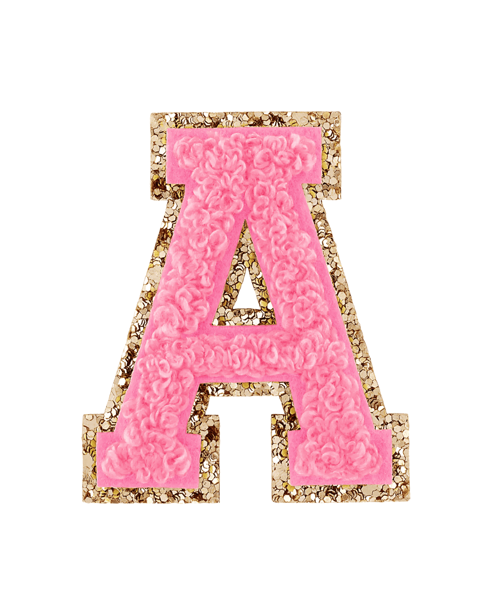 Guava Pink Glitter Varsity Letter Patch | American Deadstock