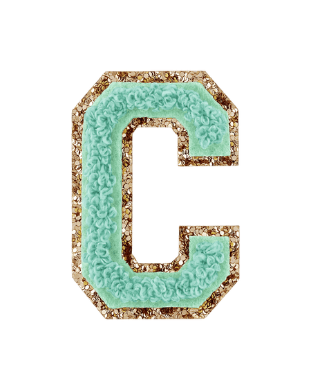 Pistachio Green Glitter Varsity Letter Patch | American Deadstock