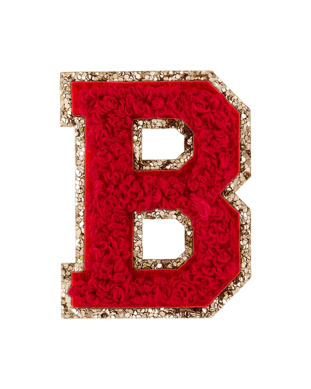 Ruby Red Glitter Varsity Letter Patch | American Deadstock